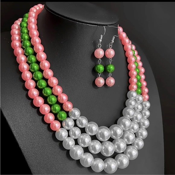 Jewelry | Alpha Kappa Alpha Aka Colors Pearl Necklace | Poshmark